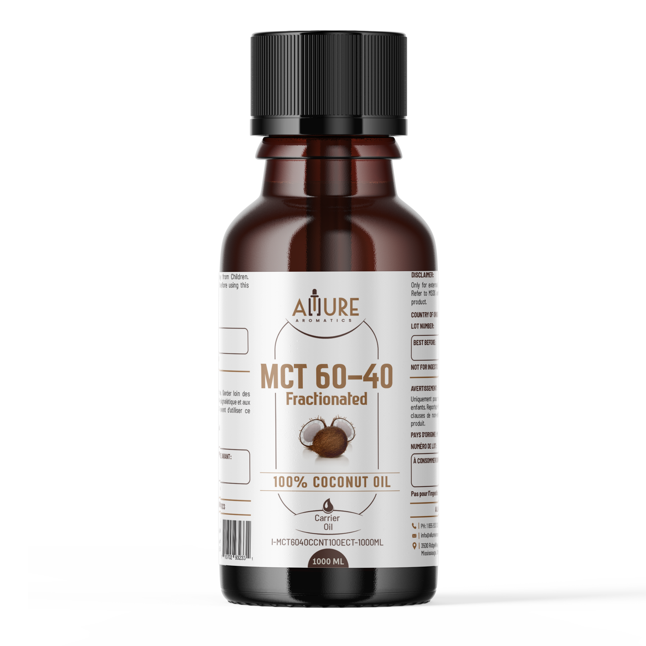 MCT 60/40 fractionated 100% Coconut Oil Verified by ECOCERT